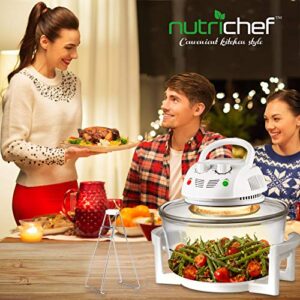 NutriChef Air Fryer, Halogen Infrared Convection Oven - Large 13 Quart Glass Air Fryer, Oil-Free Quick Healthy Meals Multicooker with Time & Temperature Controls, Roast, Fry, Toast or Crisp