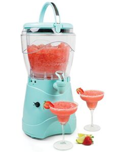 nostalgia 128-ounce margarita maker & slushie machine, makes one gallon frozen drinks, stainless steel flow spout and carry handle, creamy texture, double insulated, easy clean, 1 gallon, aqua