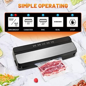 Sumajuc Vacuum Sealer for Food Saving - Vac Packing Machine with Dry & Moist Mode for Food Preservation and Storage with 10 Vacuum Seal Bags (Black)