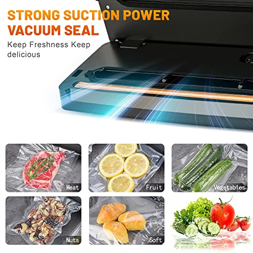 Sumajuc Vacuum Sealer for Food Saving - Vac Packing Machine with Dry & Moist Mode for Food Preservation and Storage with 10 Vacuum Seal Bags (Black)