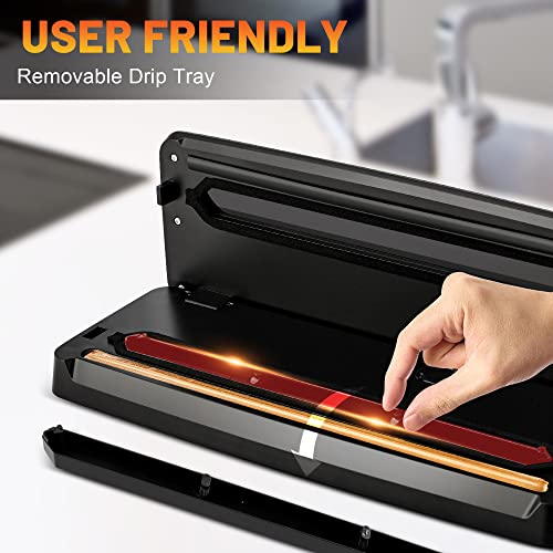 Sumajuc Vacuum Sealer for Food Saving - Vac Packing Machine with Dry & Moist Mode for Food Preservation and Storage with 10 Vacuum Seal Bags (Black)