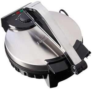 brentwood electric tortilla maker non-stick, 10-inch, brushed stainless steel/black