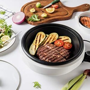 Aroma Housewares ASP-137 Grillet 3Qt. 3-in-1 Cool-Touch Electric Indoor Grill Portable, Dishwasher Safe, 3-Quart, White