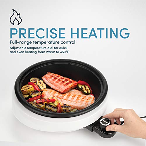 Aroma Housewares ASP-137 Grillet 3Qt. 3-in-1 Cool-Touch Electric Indoor Grill Portable, Dishwasher Safe, 3-Quart, White