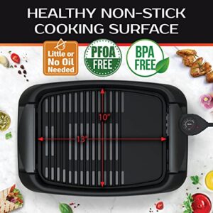 Mueller Ultra GrillPower 2-in-1 Smokeless Electric Indoor Removable Grill and Griddle Combo, Nonstick Plate, with Adjustable Temperature, 120V