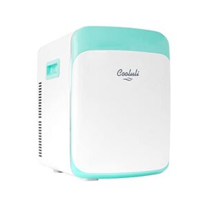 cooluli 15l mini fridge for bedroom – car, office desk & college dorm room – 12v portable cooler & warmer for food, drinks, skincare, beauty, makeup & cosmetics – ac/dc small refrigerator (turquoise)