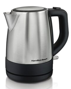 hamilton beach electric tea kettle, water boiler & heater, 1 l, cordless, auto-shutoff & boil-dry protection, stainless steel (40998)