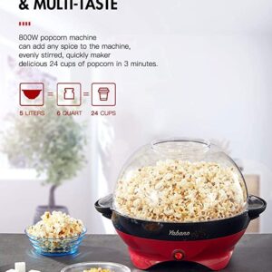 Popcorn Machine, 6-Quart Popcorn Popper maker, Nonstick Plate, Electric Stirring with Quick-Heat Technology, Cool Touch Handles (Red&Black)