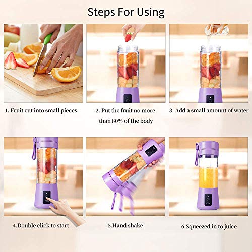 Portable Blender, MIAOKE Personal Mini Juice Blender, USB Rchargeable Juicer Cup with Six Blades in 3D, Smoothie Blender Home/Office/Outdoors