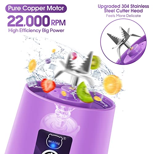 Portable Blender, MIAOKE Personal Mini Juice Blender, USB Rchargeable Juicer Cup with Six Blades in 3D, Smoothie Blender Home/Office/Outdoors