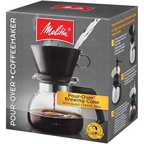 Melitta Pour-Over Coffee Brewer W/ Glass Carafe, Holds 6 - 6 Oz Cups, Black