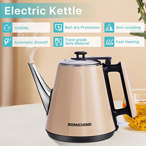 BOMICHING Electric Water Kettle, Double Wall Electric Kettle, Food Grade Stainless Steel Electric Tea Kettle, Electric Kettles For Boiling Water BPA Free, Auto Shut-off, Boil-Dry Protection