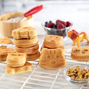 Animal Mini Waffle Maker- Make 7 Different Shaped Pancakes for Easter Morning- Includes a Cat Dog Reindeer & More- Electric Nonstick Waffler Iron, Pan Cake Cooker Makes Fun Breakfast, Gift for Kids