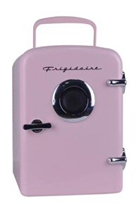 frigidaire efmis151-pink efmis151 mini portable compact personal home office fridge cooler built in speaker, 4l capacity, chills six 12 oz cans, 100% freon-free & eco friendly, standard, pink