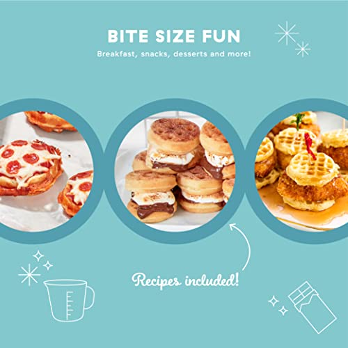 Delish By Dash Waffle Bite Maker, Makes 9 x 2.4” Waffle Bites with Delish Recipes for Breakfast, Snacks, Dessert, and More - Blue