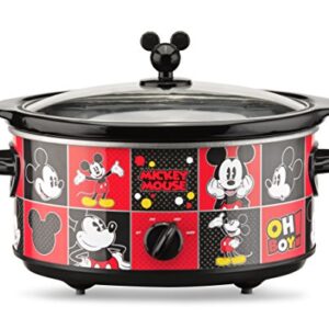 Disney DCM-502 Mickey Mouse Oval Slow Cooker with 20-Ounce Dipper, 5-Quart, Red/Black