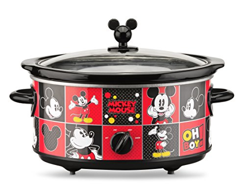 Disney DCM-502 Mickey Mouse Oval Slow Cooker with 20-Ounce Dipper, 5-Quart, Red/Black