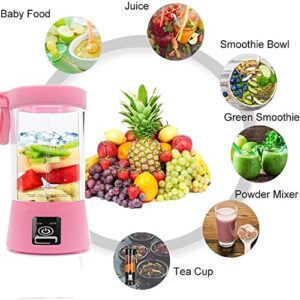 WENPIC-Portable Blender USB Rechargeable - Portable Blender for Shakes & Smoothies - 6 Blades, Fruit & Vegetable Juicer - For Travel Sports Kitchen - Mini Blend Jet 2 Portable Blender (Upgraded Version, Pink)