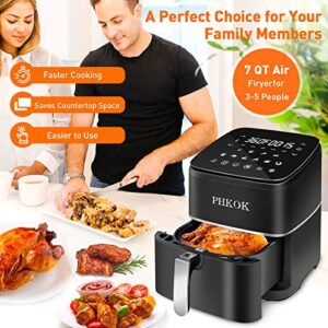 PHKOK 7 Quarts Air Fryer, 1700W 360°Large Electric Hot Oilless Oven Cooker with 2-24 HRS Appointment Function,14-in-1 Airfryer with LED Digital Touchscreen, Nonstick Air frier Cookers, Recipes Included