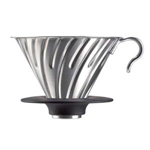 hario v60 metal coffee dripper, size 02, silver