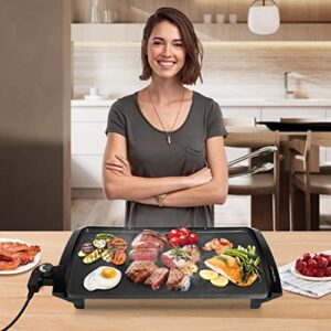 Aigostar Electric Griddle Nonstick 1500W Pancake Griddle 8-Serving Electric Indoor Grill 5-Level Control with Adjustable Temperature & Oil Drip Tray for Easy Cleaning, 20” x 10” Family-Sized, Black