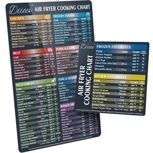 air fryer magnetic cheat sheet set – air fryer accessories cook times – quick reference guide for cooking and frying – bold font and large size – excellent kitchen assistant