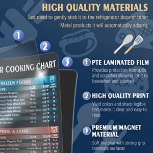 Air Fryer Magnetic Cheat Sheet Set - Air Fryer Accessories Cook Times - Quick Reference Guide for Cooking and Frying - Bold Font and Large Size - Excellent Kitchen Assistant