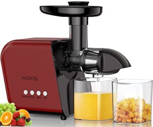 koios juicer, masticating slow juicer extractor with reverse function, cold press juicer machine with quiet motor, bpa-free juicer easy to clean