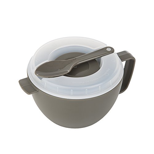 Prep Solutions by Progressive Microwave Soup On-the-Go, Gray - PS-91GY Leak-Proof, Cool-Touch Handle, Spoon Inlcuded