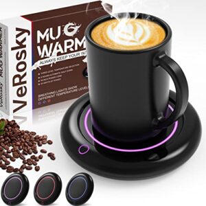 coffee mug warmer, candle wax warmer plate with gravity sensor&3 temperatures&8h auto shut off, coffee mug warmer for desk with night light, smart coffee cup warmer for beverage, milk, tea and cocoa