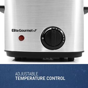 Elite Gourmet EDF1550 Electric 1.5 Qt. / 6 Cup Oil Capacity Deep Fryer, Adjustable Temperature, Removable Basket, Lid with Viewing Window, Stainless Steel