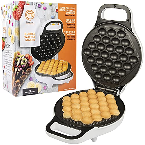 MasterChef Bubble Waffle Maker- Electric Non stick Hong Kong Egg Waffler Iron Griddle w FREE Recipe Guide- Ready in under 5 Minutes