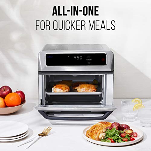 CHEFMAN Air Fryer Toaster Oven XL 20L, Healthy Cooking & User Friendly, Countertop Convection Bake & Broil, 9 Cooking Functions, Auto Shut-Off 60 Min Timer, Nonstick Stainless Steel, Shade Selector