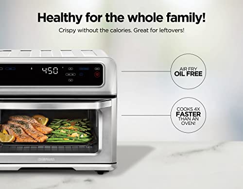 CHEFMAN Air Fryer Toaster Oven XL 20L, Healthy Cooking & User Friendly, Countertop Convection Bake & Broil, 9 Cooking Functions, Auto Shut-Off 60 Min Timer, Nonstick Stainless Steel, Shade Selector