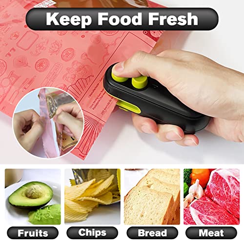 SUNALETTA Chip Bag Sealer, Handheld Bag Heat Vacuum Sealer Rechargable, Portable Bag Resealer Mini Sealing Machine for Plastic Bags Chip Bags Food Storage - Black