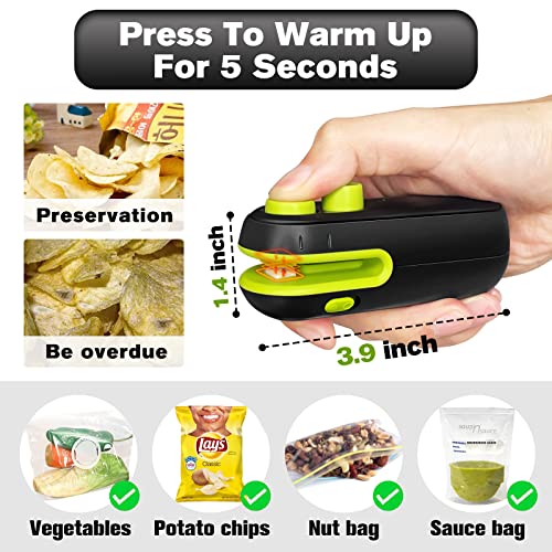 SUNALETTA Chip Bag Sealer, Handheld Bag Heat Vacuum Sealer Rechargable, Portable Bag Resealer Mini Sealing Machine for Plastic Bags Chip Bags Food Storage - Black