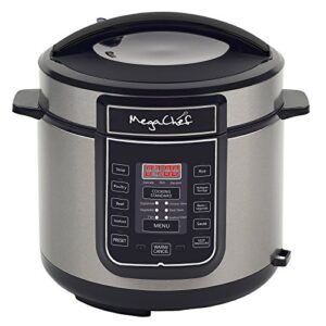 megachef digital pressure cooker, silver, 6 quart