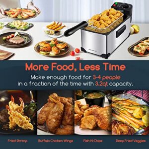 Aigostar Deep Fryer, Electric Deep Fat Fryers with Baskets, 3 Liters Capacity Oil Frying Pot with View Window, ETL Certificated, 1650W Ushas