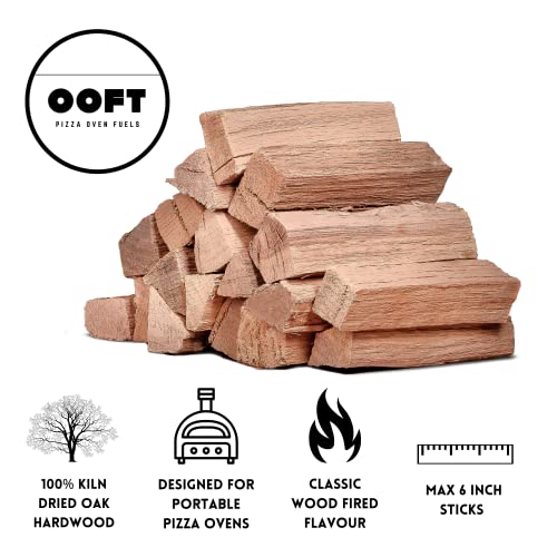 OOFT 6 Inch Mini Pizza Oven Wood - 100% Kiln Dried Oak - Perfect for Ooni Karu, Solo Stove Mesa & Pi and Other Mini Pizza Ovens - 8-10lb Box - Hardwood Pizza Oven Kindling Logs - High Heat & Slow Burn