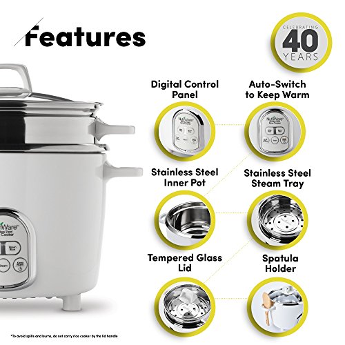 Aroma Housewares NutriWare 14-Cup (Cooked) Digital Rice Cooker and Food Steamer, White