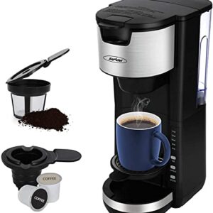 Sunvivi 2 In 1 Single Serve Coffee Maker For Single Cup Pods & Ground Coffee, One Cup Coffee Maker with 30 Oz Detachable Reservoir, 3 levels Adjustable Drip Tray Suitable for 7" Travel Tumbler