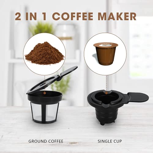 Sunvivi 2 In 1 Single Serve Coffee Maker For Single Cup Pods & Ground Coffee, One Cup Coffee Maker with 30 Oz Detachable Reservoir, 3 levels Adjustable Drip Tray Suitable for 7" Travel Tumbler