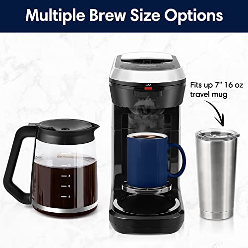 Dual Brew Coffee Maker, Programmable Coffee Machine and Single Serve Brewer with Glass Carafe for K Cup Pod and Ground Coffee, Drip Coffee Maker with Self Cleaning Function and 60oz Water Tank