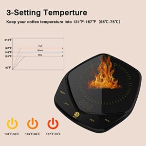 HX HECLX Mug Warmer Coffee Warmer for Desk Heater Accessories 131℉/149℉/167℉ Adjustable Temperature 25W 4h Auto Shut Off-Setting Cup Warmer for Coffee, Beverage, Milk, Tea, Water (Mug Not Included)