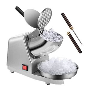 vivohome electric dual blades ice crusher shaver snow cone maker machine silver 143lbs/hr with ice pick for home and commercial use