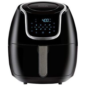 powerxl air fryer vortex – multi cooker with roast, bake, food dehydrator, reheat non stick coated basket, cookbook (7 qt, black)