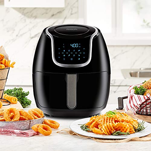 PowerXL Air Fryer Vortex - Multi Cooker with Roast, Bake, Food Dehydrator, Reheat Non Stick Coated Basket, Cookbook (7 QT, Black)