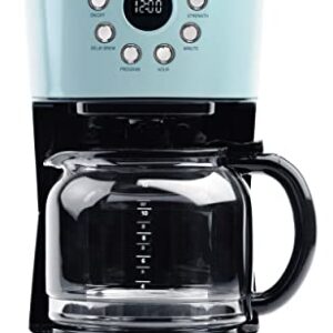 HADEN 75032 Heritage Innovative 12 Cup Capacity Programmable Vintage Retro Home Countertop Coffee Maker Machine with Glass Carafe, Turquoise Blue