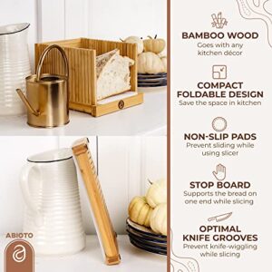 Bread Slicer for Homemade Bread (Bamboo) – 4 Different Thickness Options for Even and Consistent Bread Slices - Compact Foldable Bread Slicing Guide with Optimal Knife Grooves