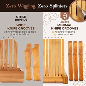 Bread Slicer for Homemade Bread (Bamboo) – 4 Different Thickness Options for Even and Consistent Bread Slices - Compact Foldable Bread Slicing Guide with Optimal Knife Grooves